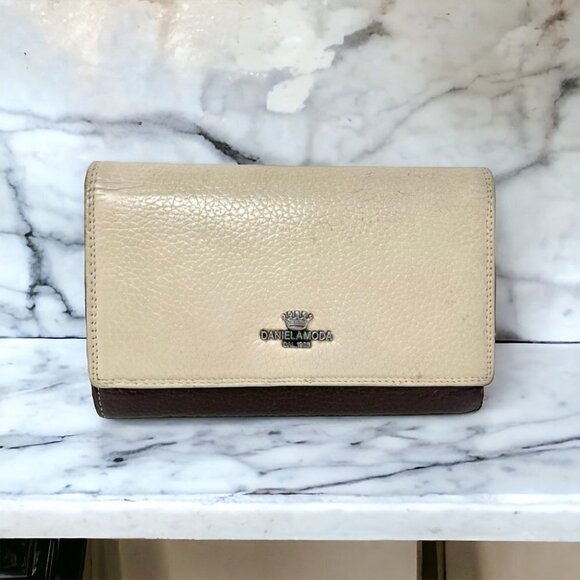 Daniel Amoda | Bags | Daniel Amoda Beigebrown Leather Trifold Wallet ...